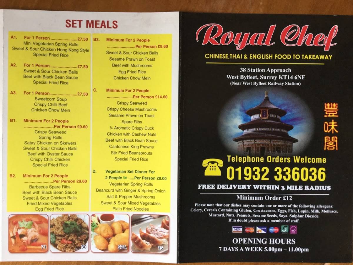 Menu at Royal Chef fast food, West Byfleet