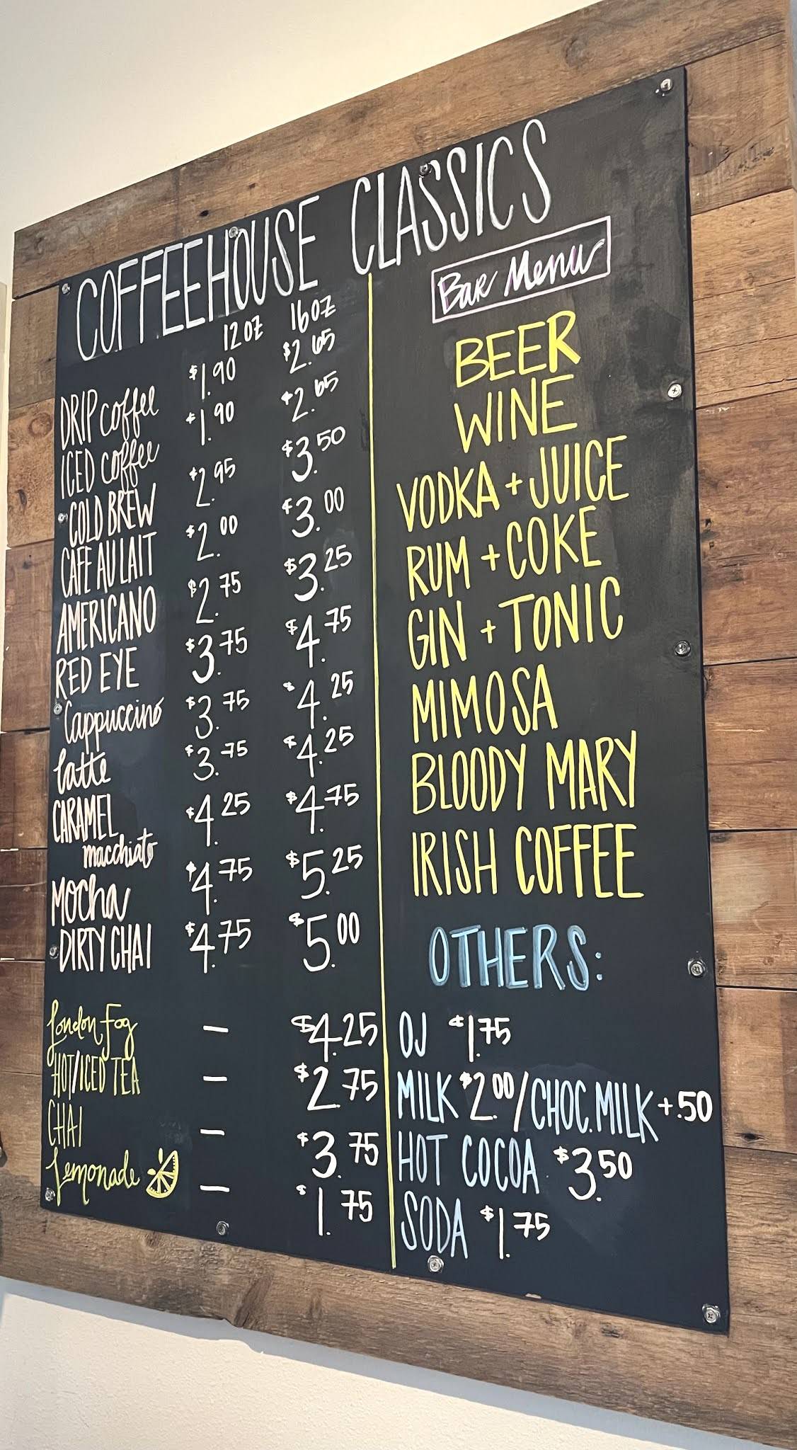 Menu at West End Diner cafe, Marion