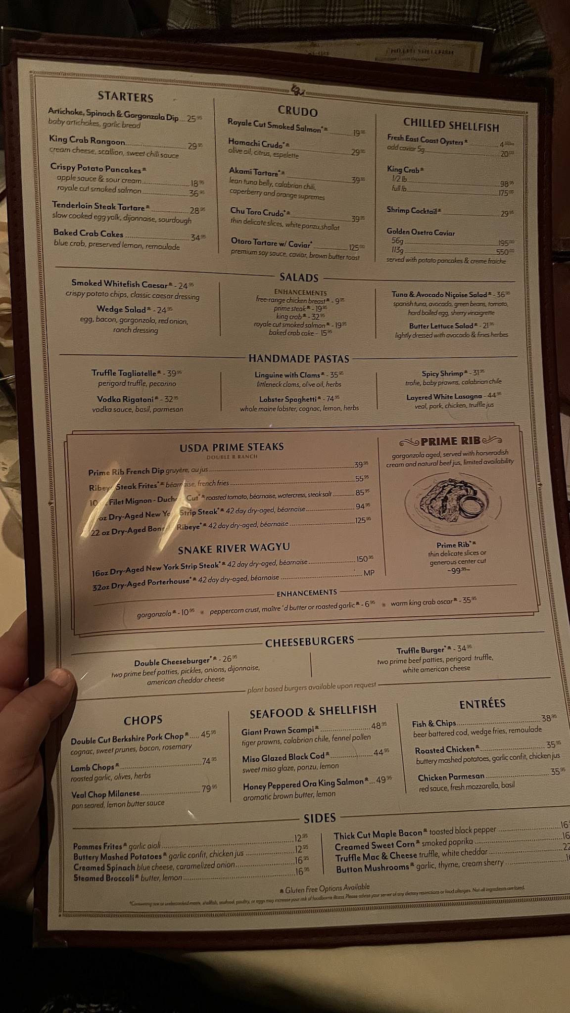 Menu at Monkey Bar, West New York