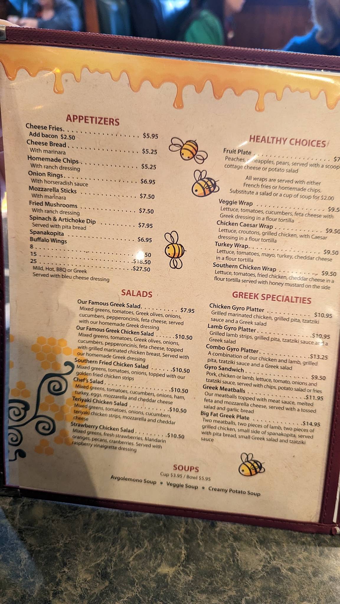 Menu at Silvia's Honey Tree restaurant, Winston-Salem