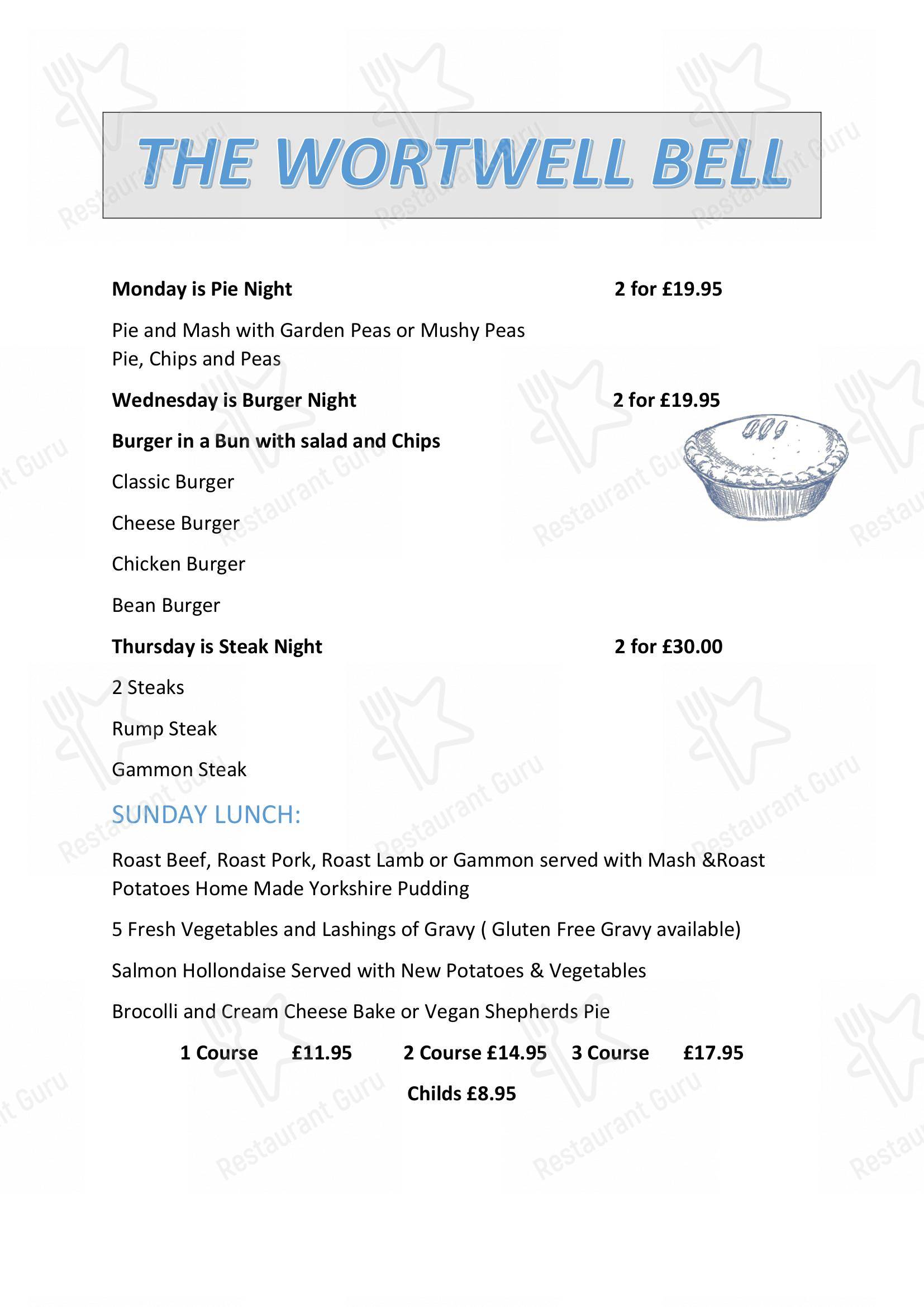 Menu at The Wortwell Bell pub & bar, Harleston