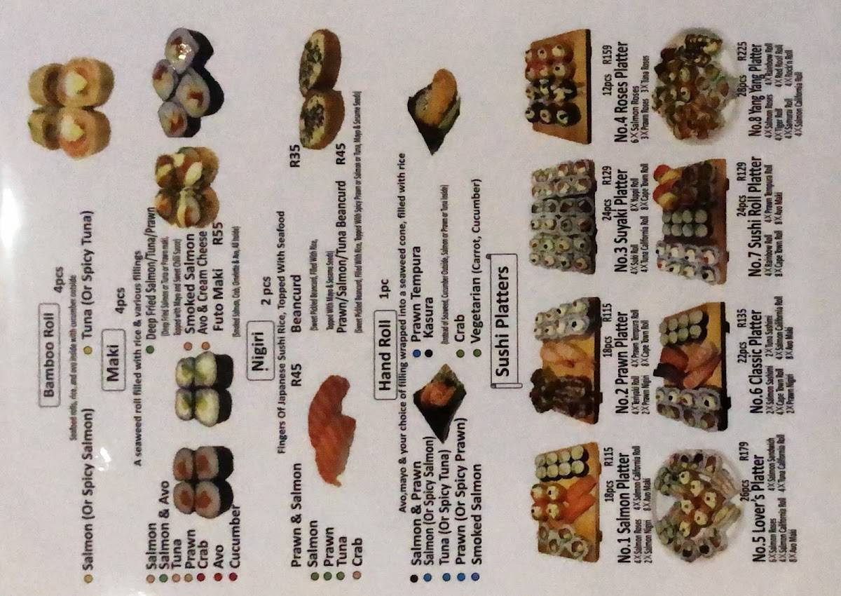 Menu at Yang Yang Chinese Restaurant & Sushi Bar, Cape Town