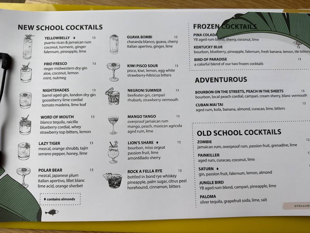 Menu at Yellowbelly pub & bar, St. Louis