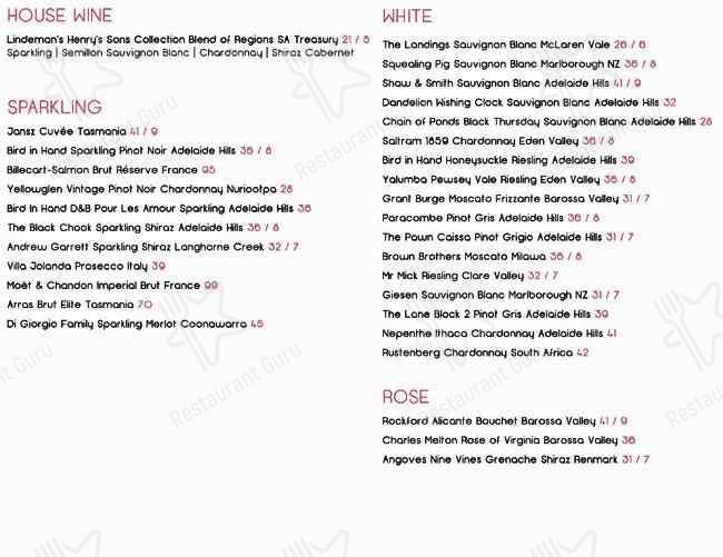 Menu at The Highlander restaurant, Gilles Plains