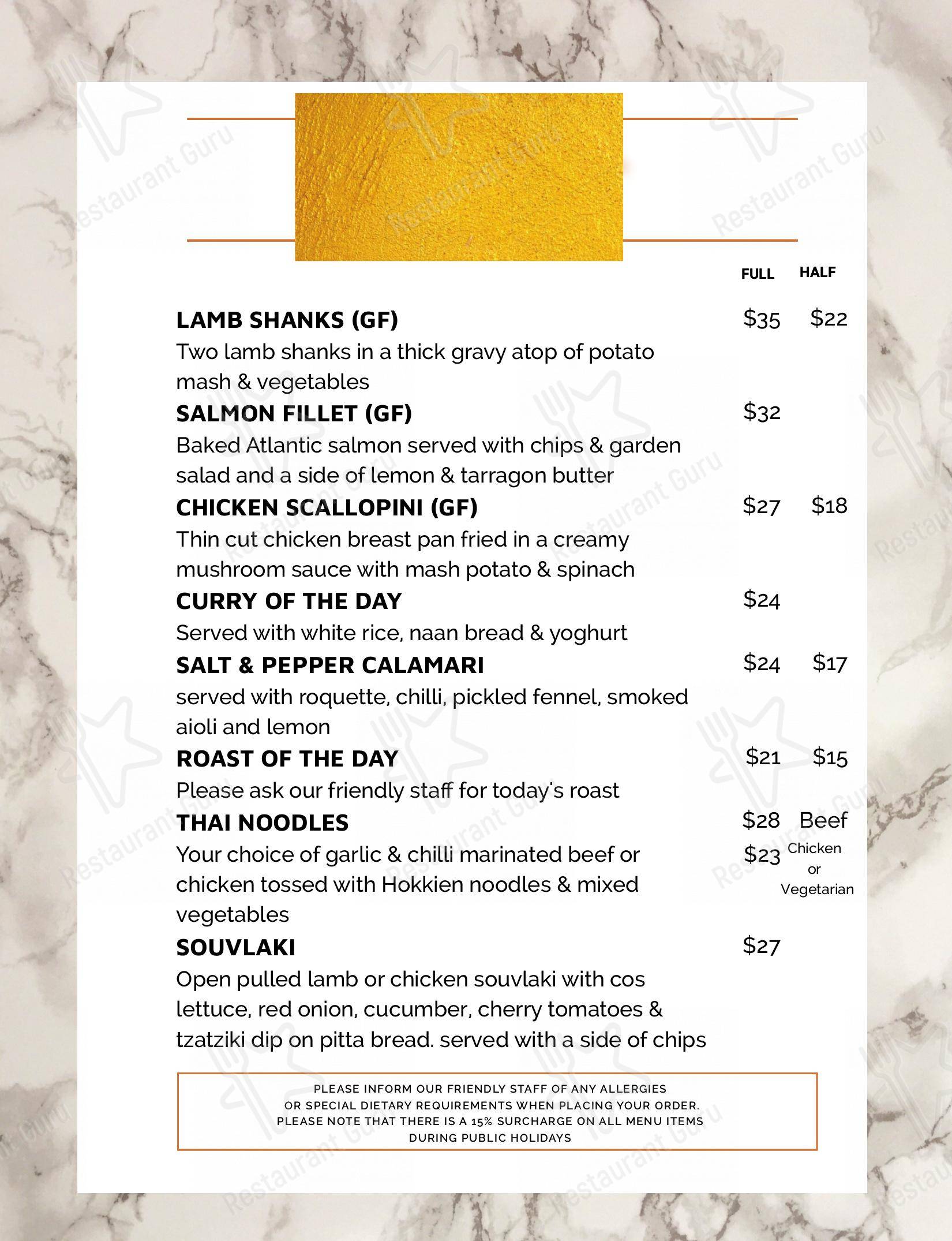 Menu at Hogan's Cafe & Bar Restaurant, Wallan