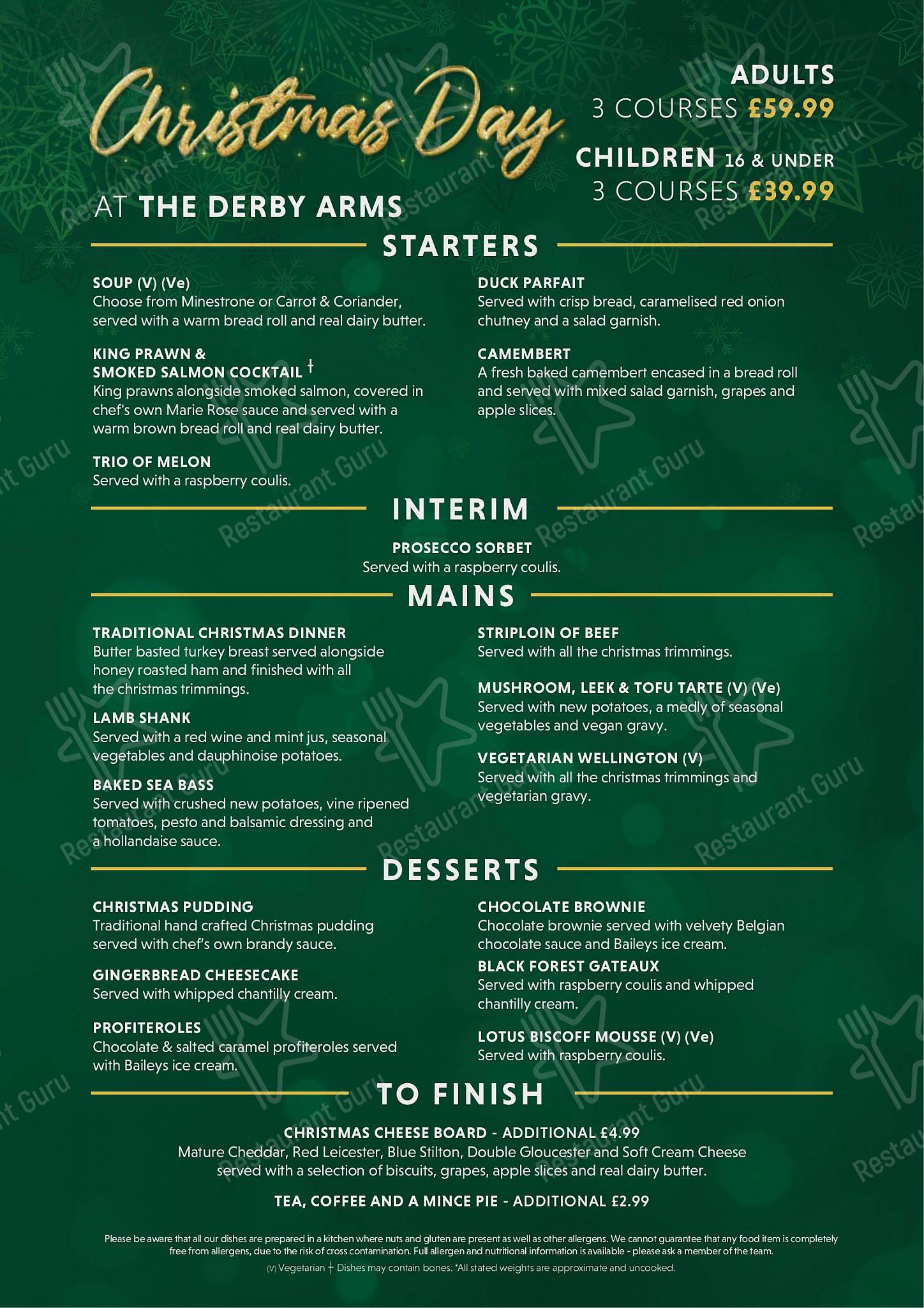 Menu at Derby Arms pub & bar, Prescot, 635 Knowsley Ln