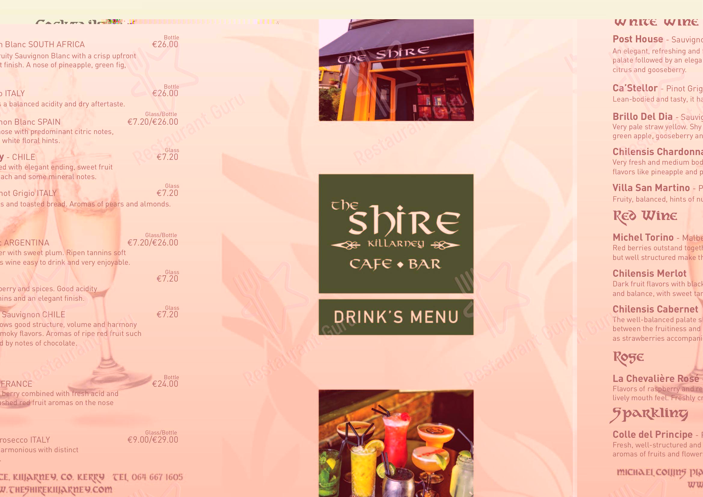 Menu at The Shire Bar & Cafe, Killarney
