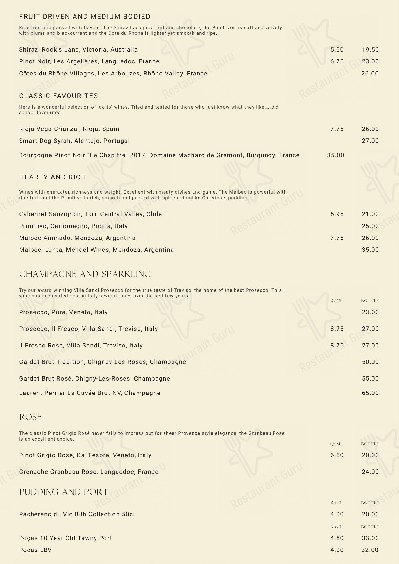 Menu at The Drovers Arms Restaurant & Country Pub, Skipwith, York Rd