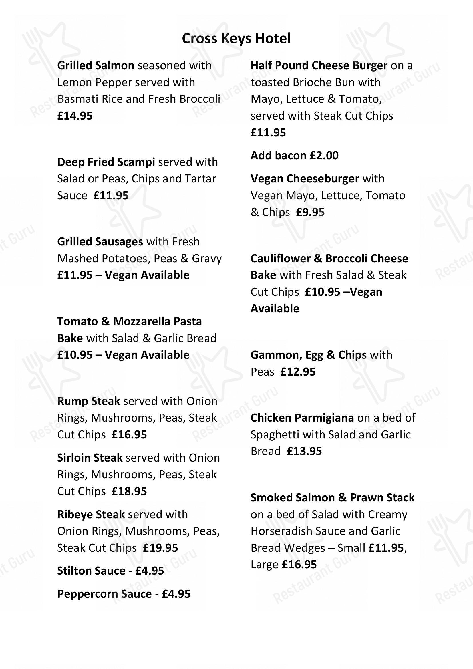 Menu at The Cross Keys Hotel pub & bar, Chatteris