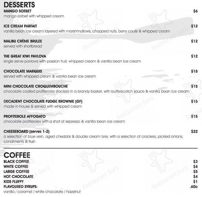 Menu at Boardwalk Beach Bar & Bistro, Napier
