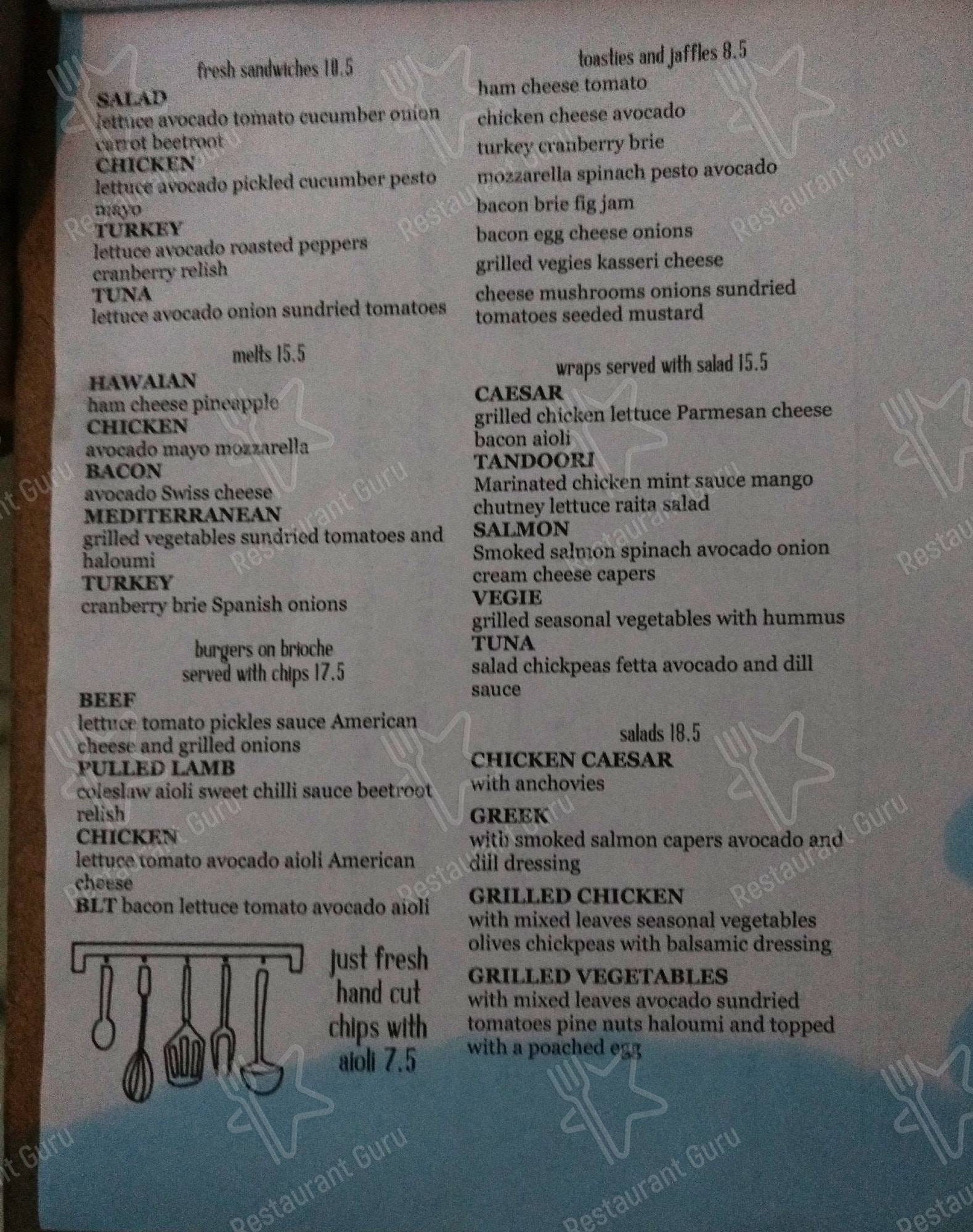 Menu at First Street Pantry cafe, Ashbury