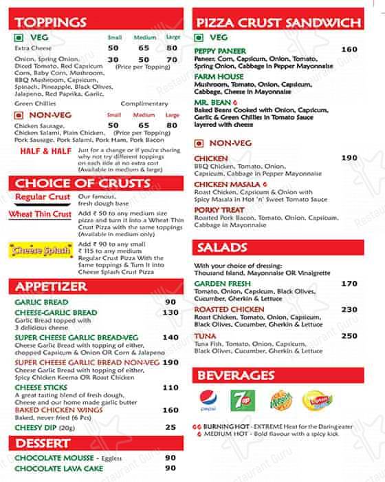 Menu at Joey’s Pizza, Mumbai, Shop No. 6 & 7