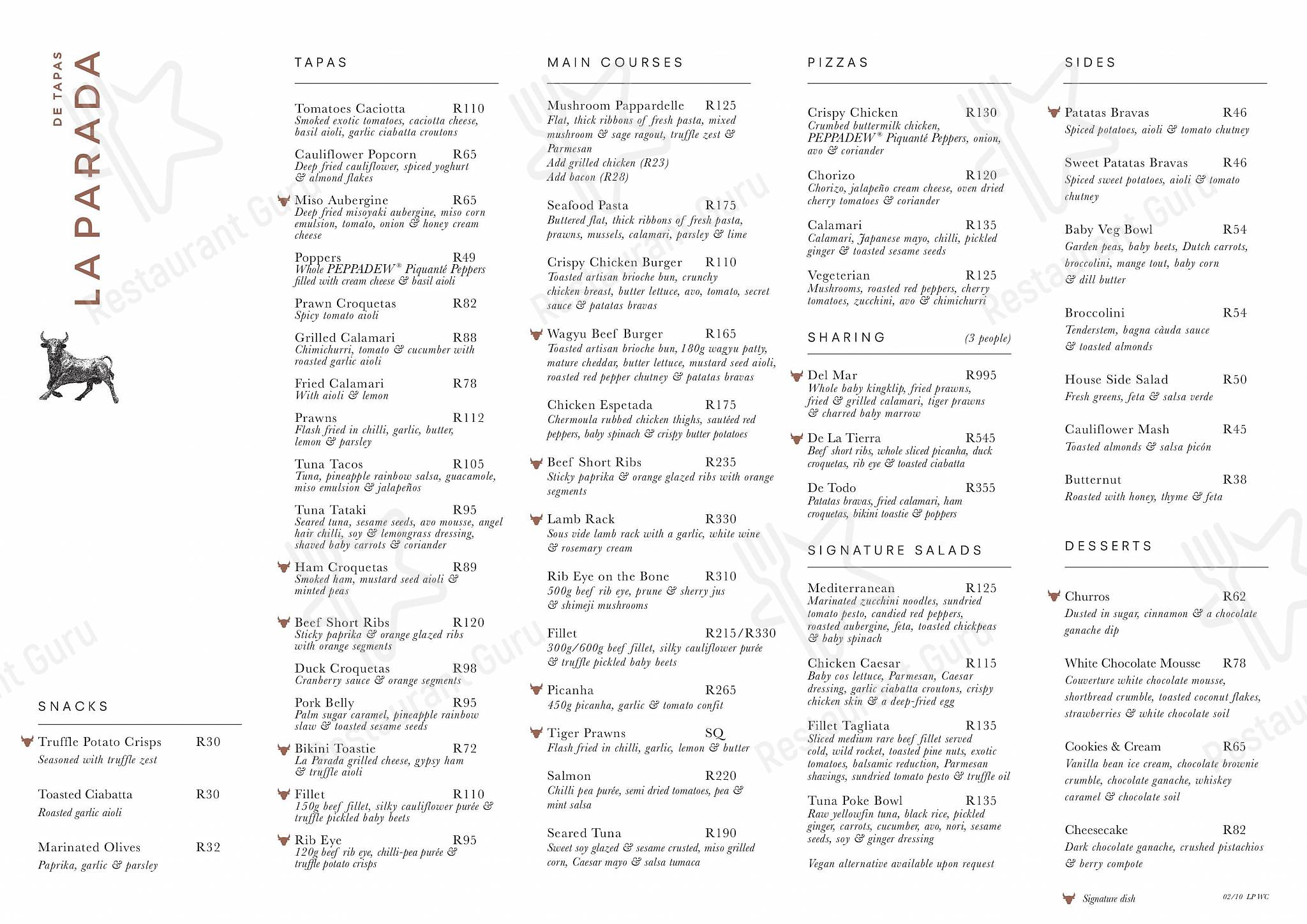 Menu at La Parada Waterfall Corner restaurant, Midrand, Cnr Waterfall ...