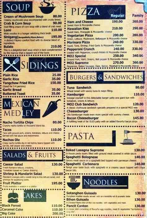 Menu at MO2 Restobar Cebu, Mandaue City, Cebu N Rd
