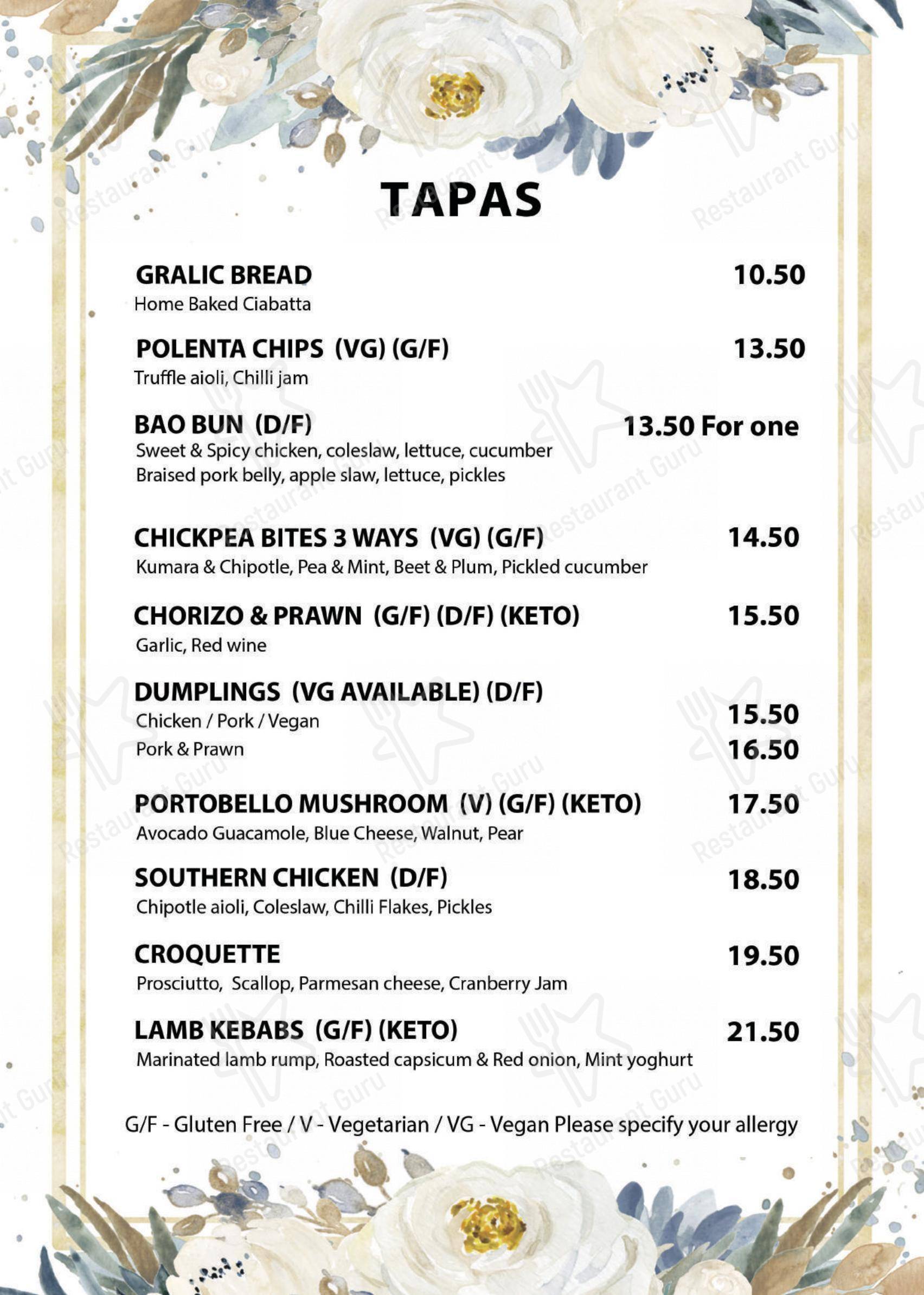 Menu at LA LUNA EATERY & BAR, Rangiora