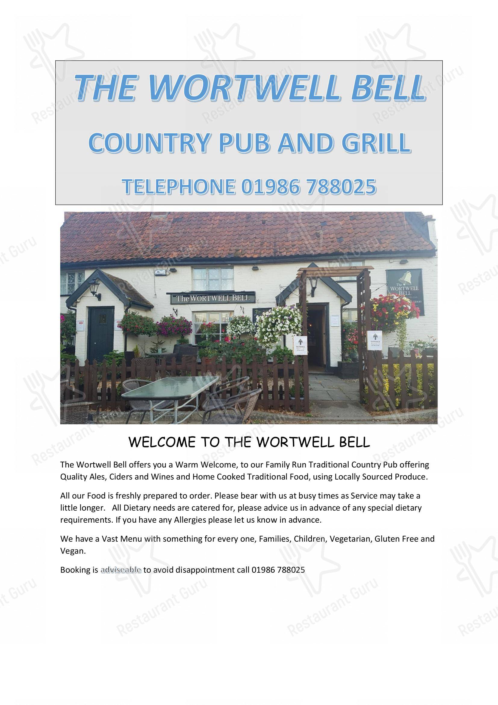 Menu at The Wortwell Bell pub & bar, Harleston