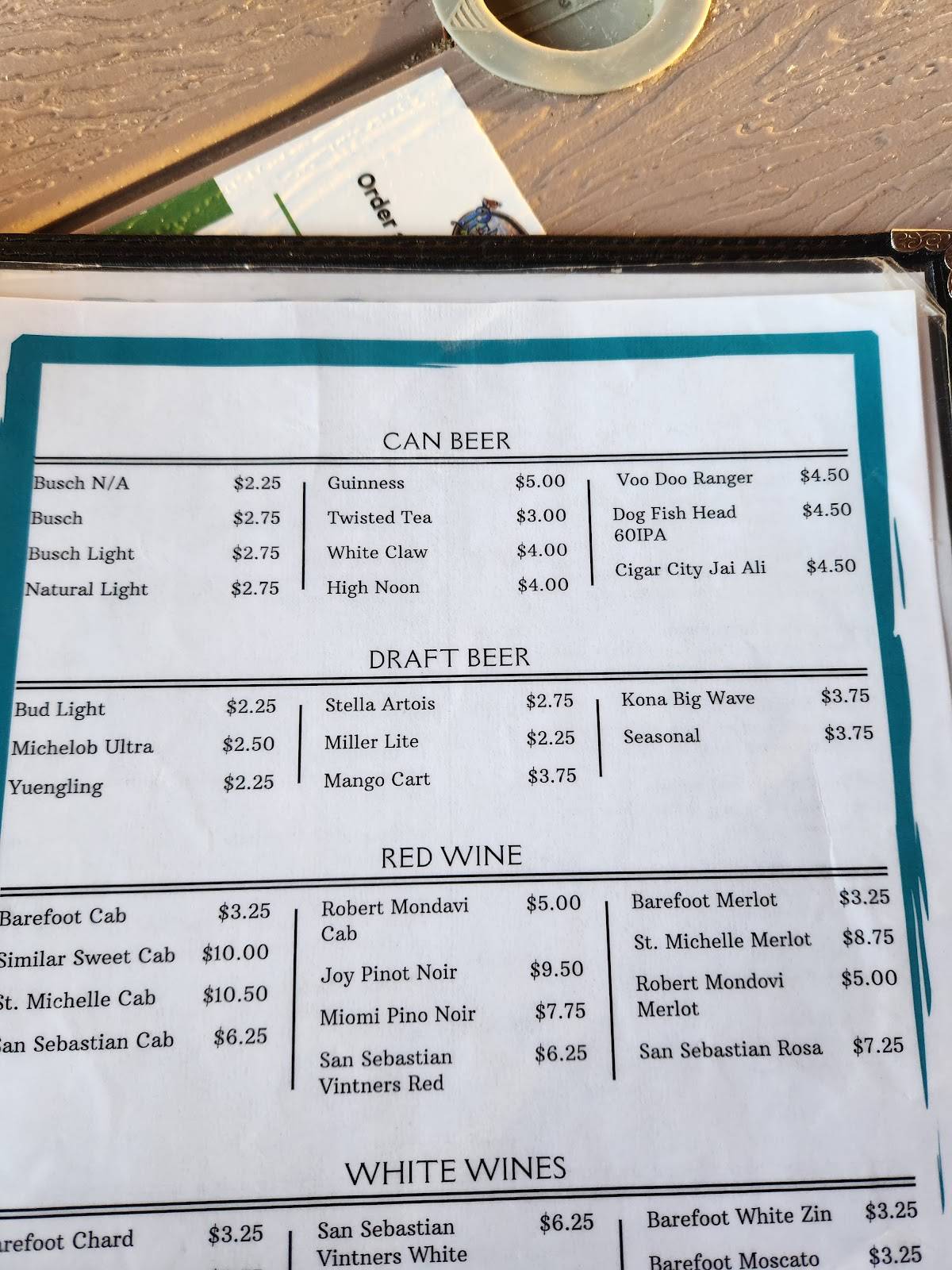Menu at Renegades On The River pub & bar, USA