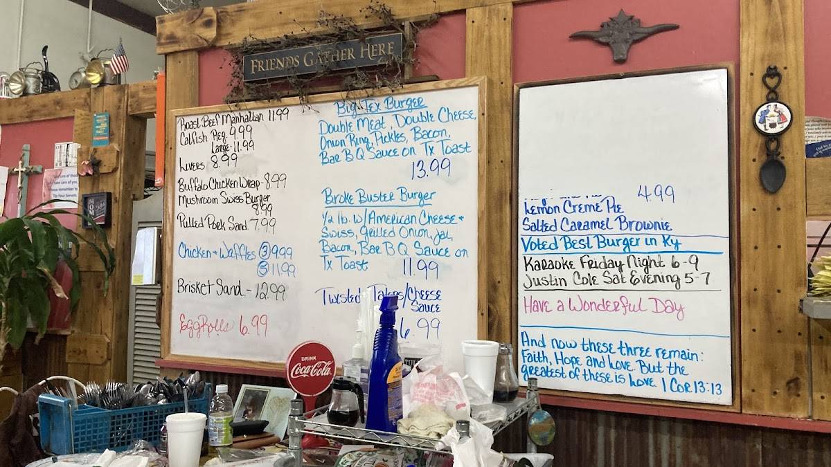Menu at 5 Broke Girls restaurant, Horse Cave