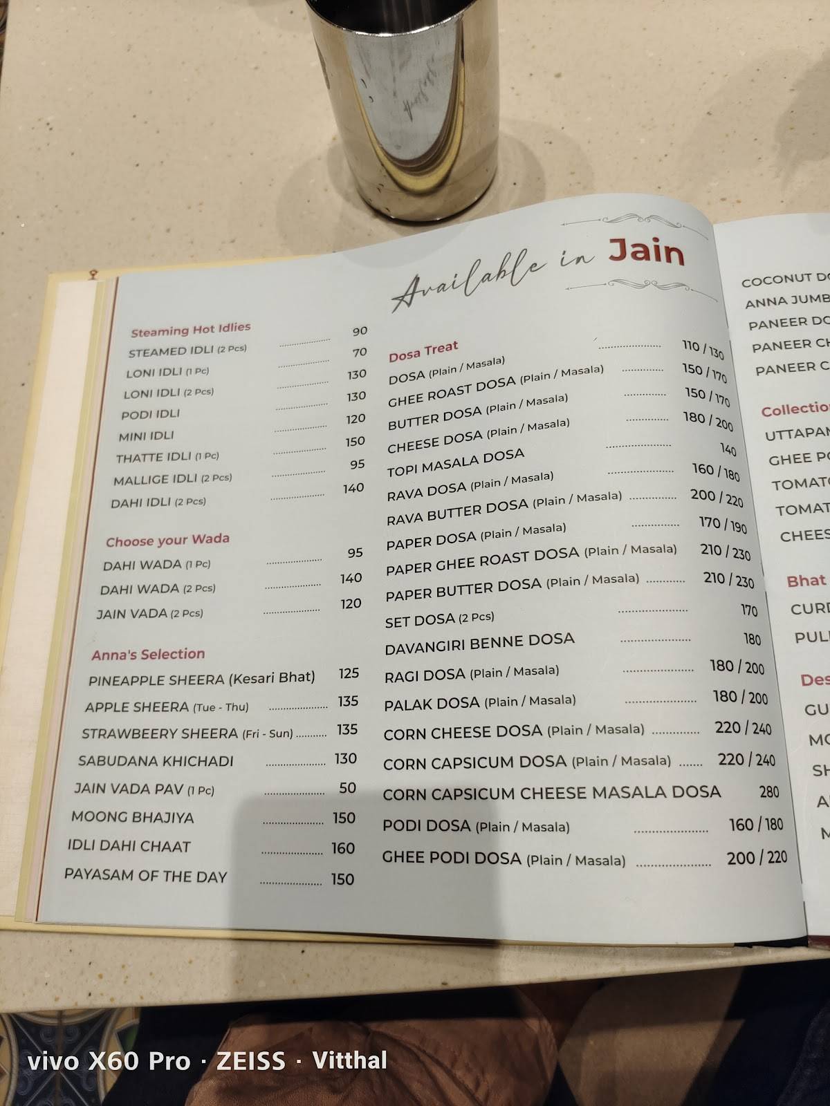 Menu at ANNA Idli, Mumbai, 3