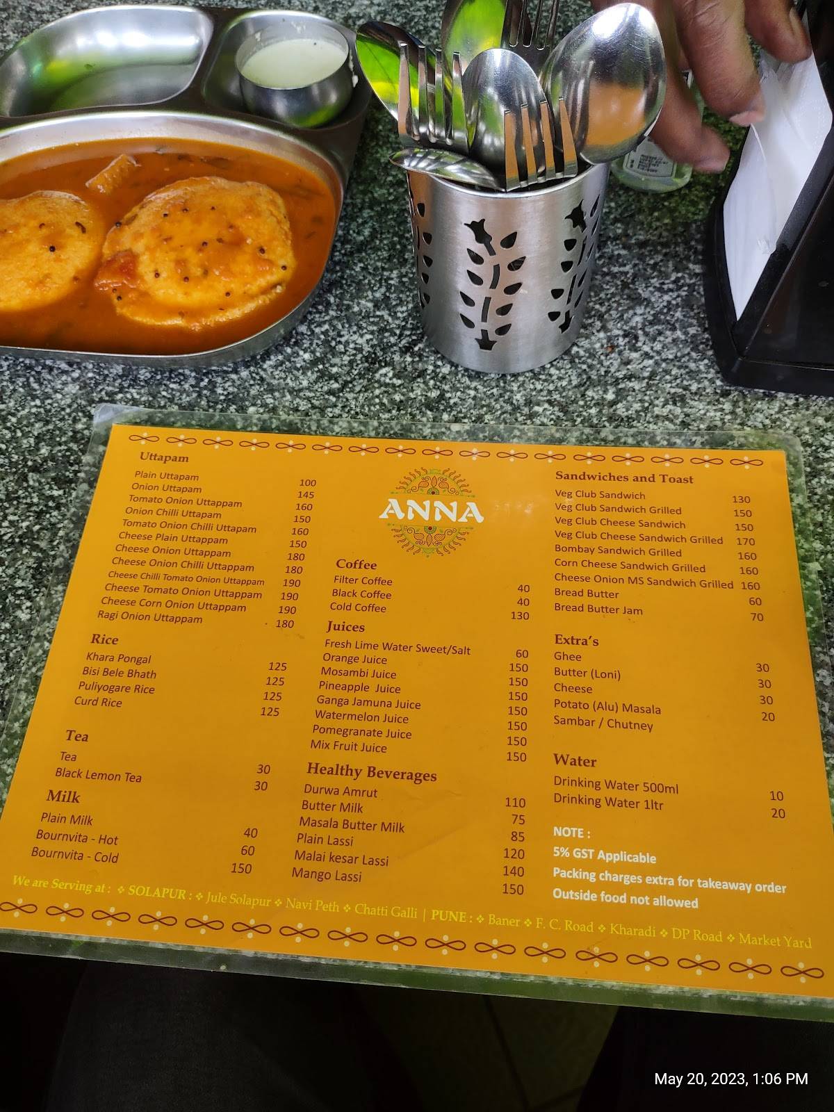 Menu at ANNA, Pune, 273