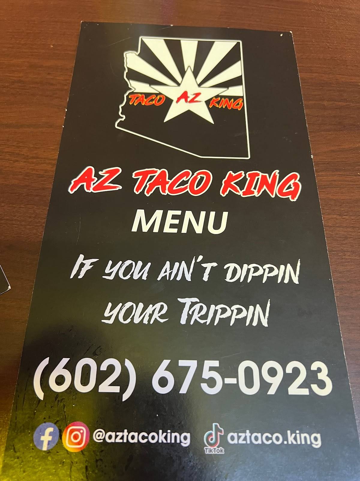 Menu at AZ Taco King Phoenix restaurant, Phoenix