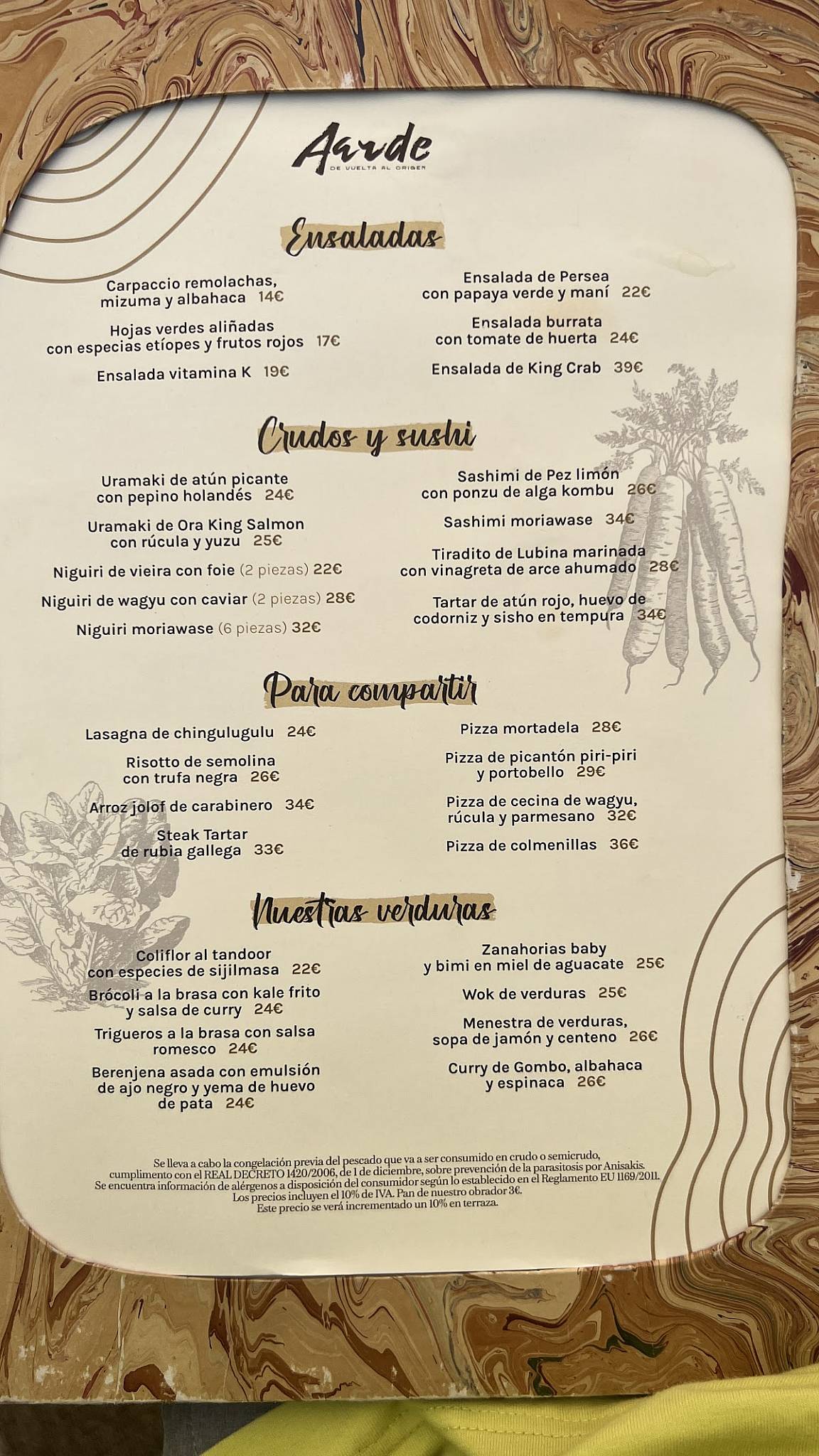 Restaurant Aarde Madrid Menu – Aarde Restaurante Menu – MGNAR