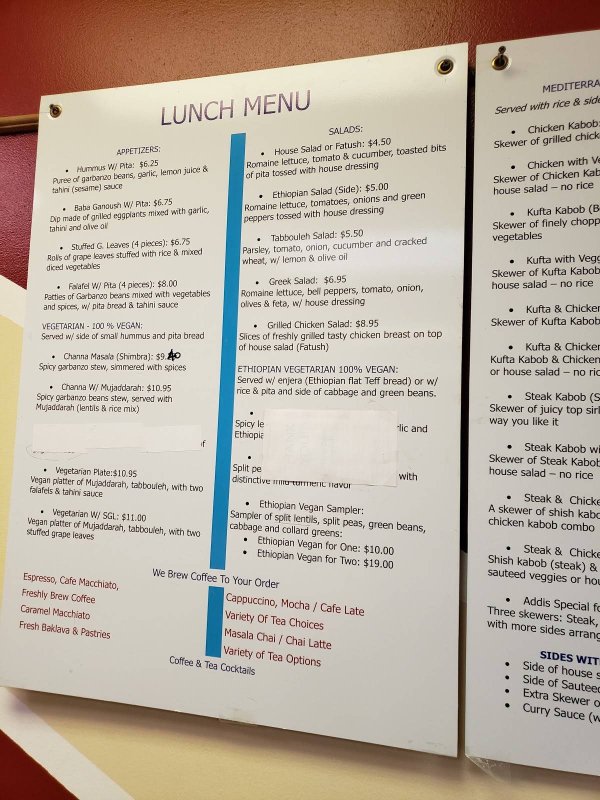 Menu at Addis Grill Mediterranean and Ethiopian Cuisine restaurant ...