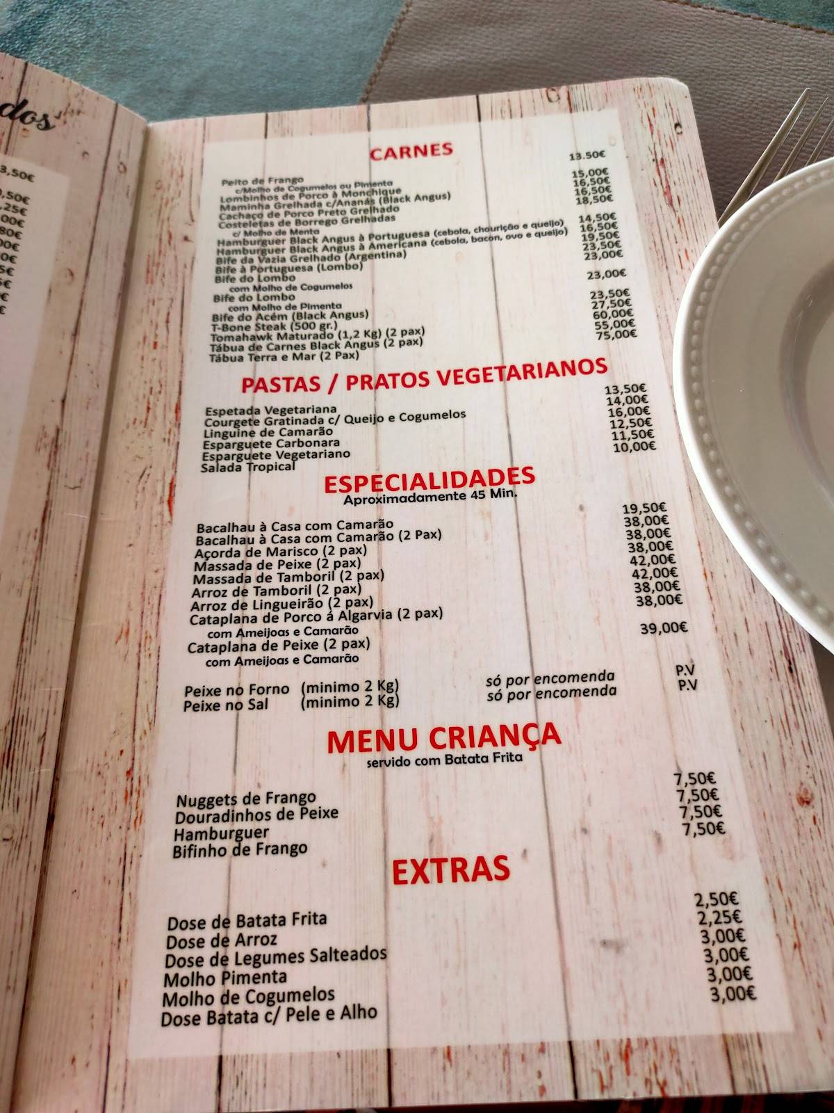 Menu at Adega dos Salgados restaurant, Guia