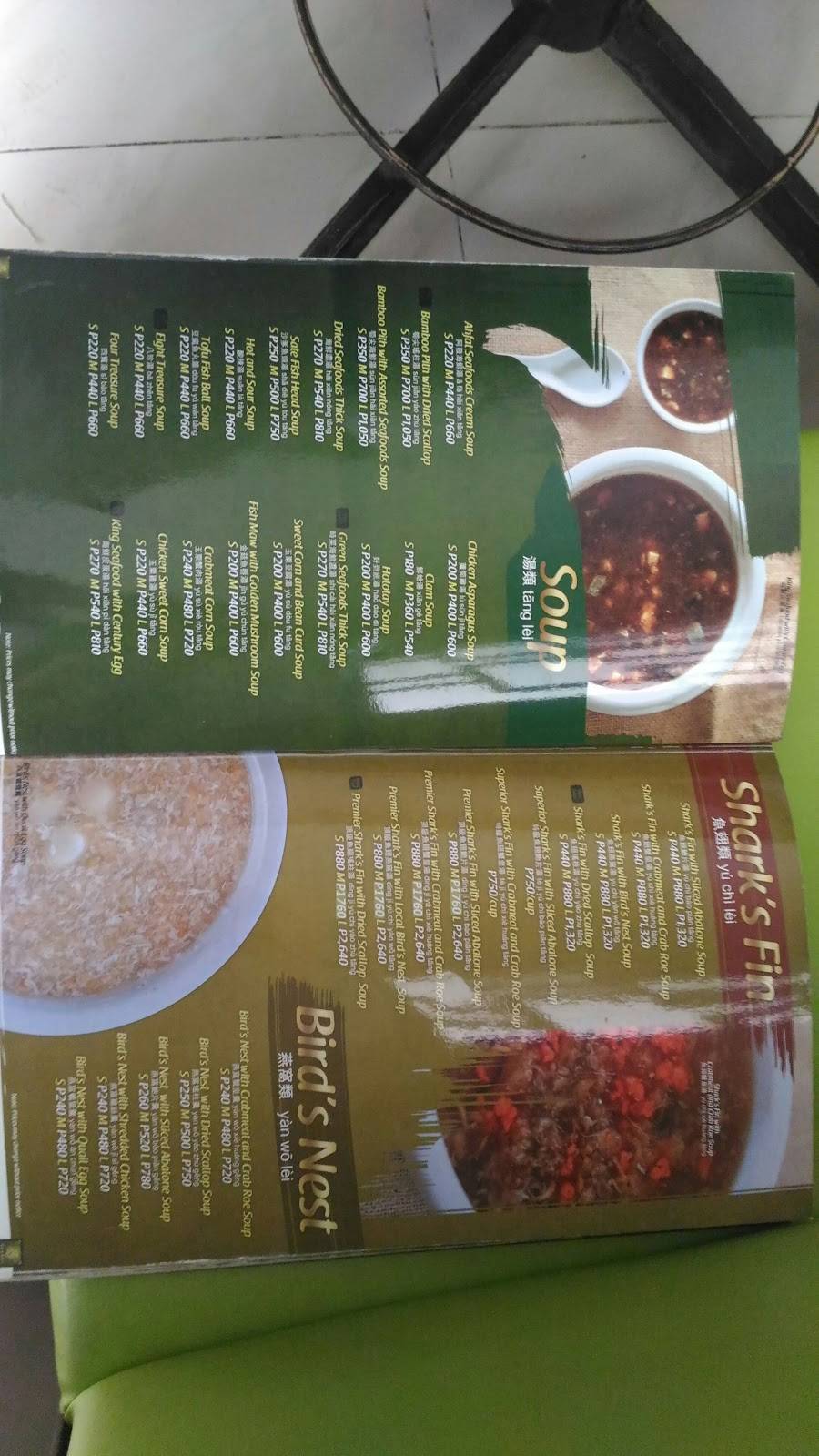 Menu at Ahfat Seafoods Plaza restaurant, Davao City