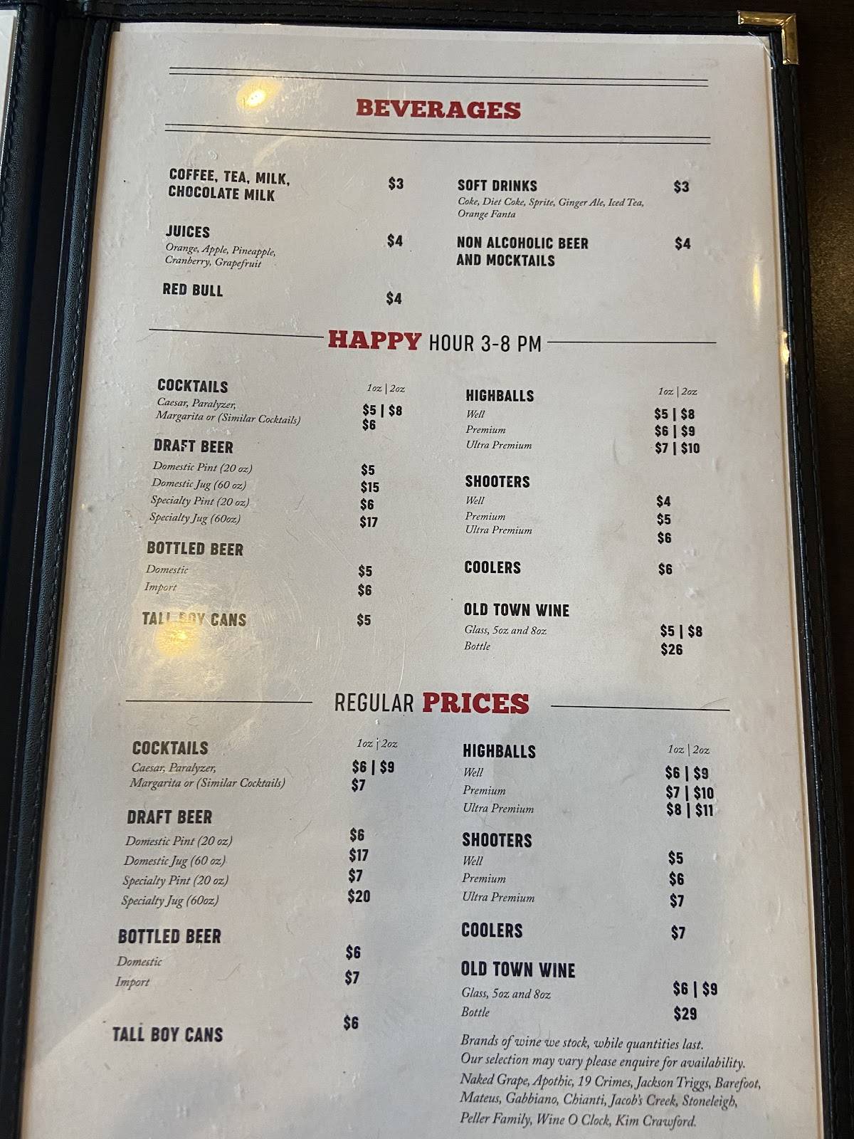 Menu at Old Town Pizza House Bar & Grill, Airdrie