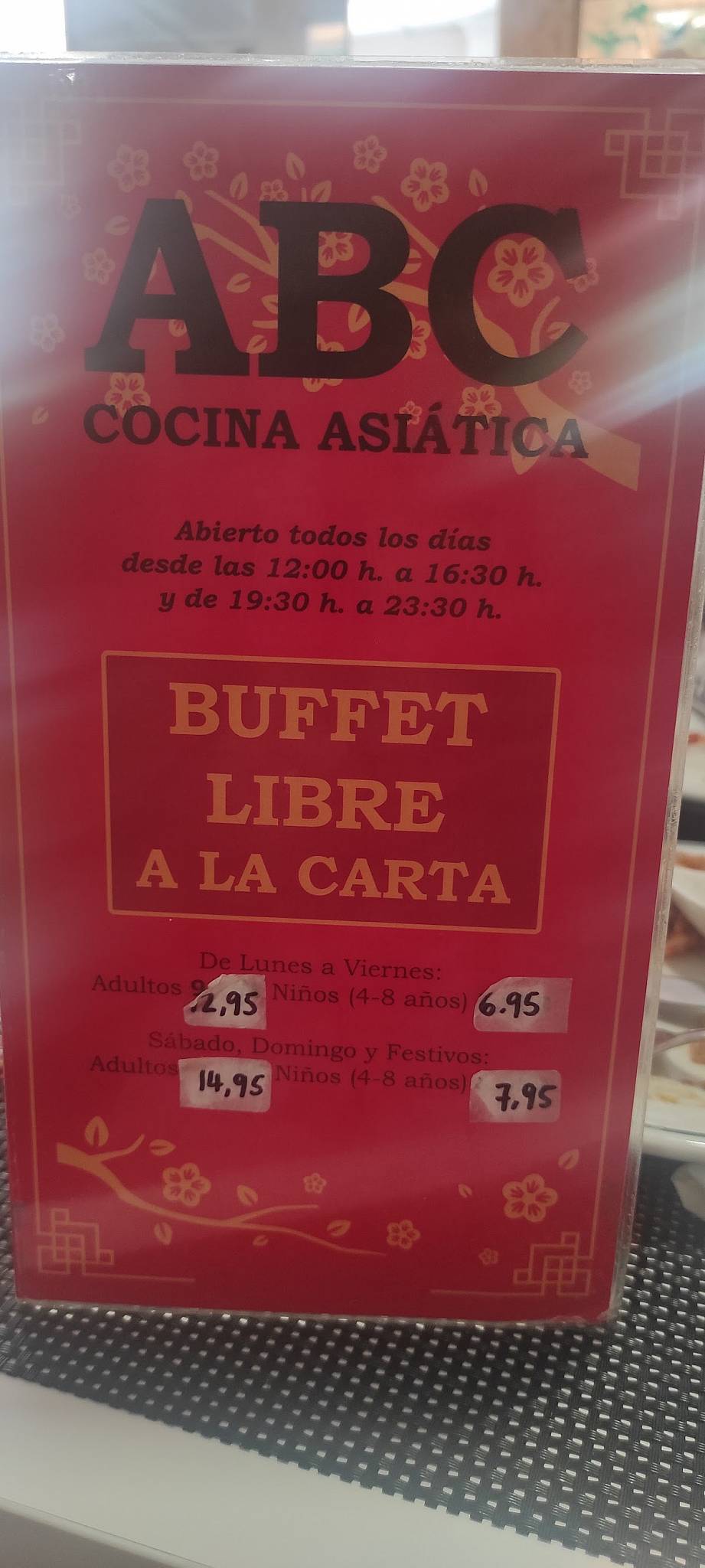 Carta de RESTAURANTE ABC, Alicante, Calle Gran Vía