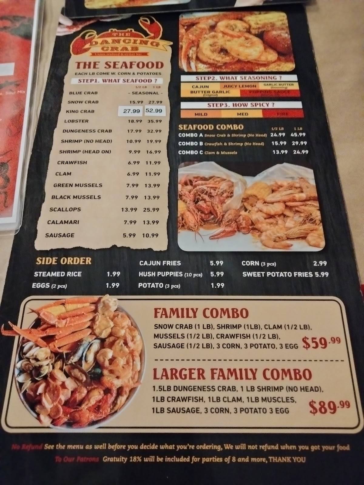 Menu at The Dancing Crab pub & bar, Altamonte Springs