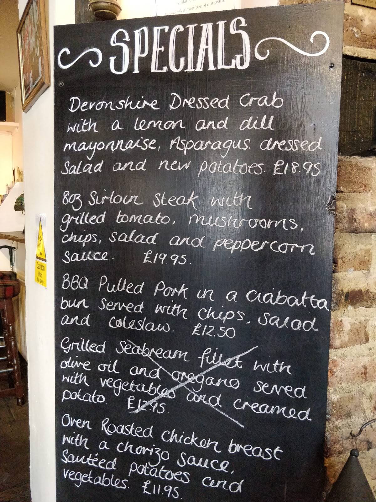 Menu at The Bridge Inn pub & bar, Amberley