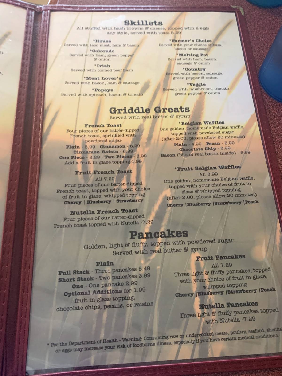 Menu at American Table Family Restaurant, Washington