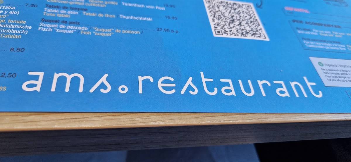 Menu at Ams Restaurant, Empuriabrava