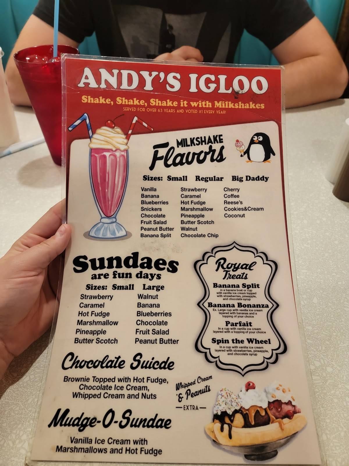 Menu at Andy's igloo Drive-In Restaurant, Winter Haven