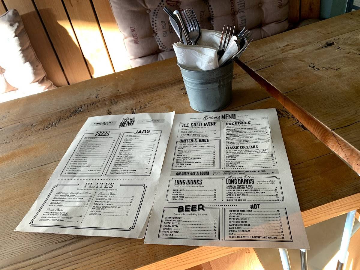 Menu at Animaletto Pizza Bar, Bucharest