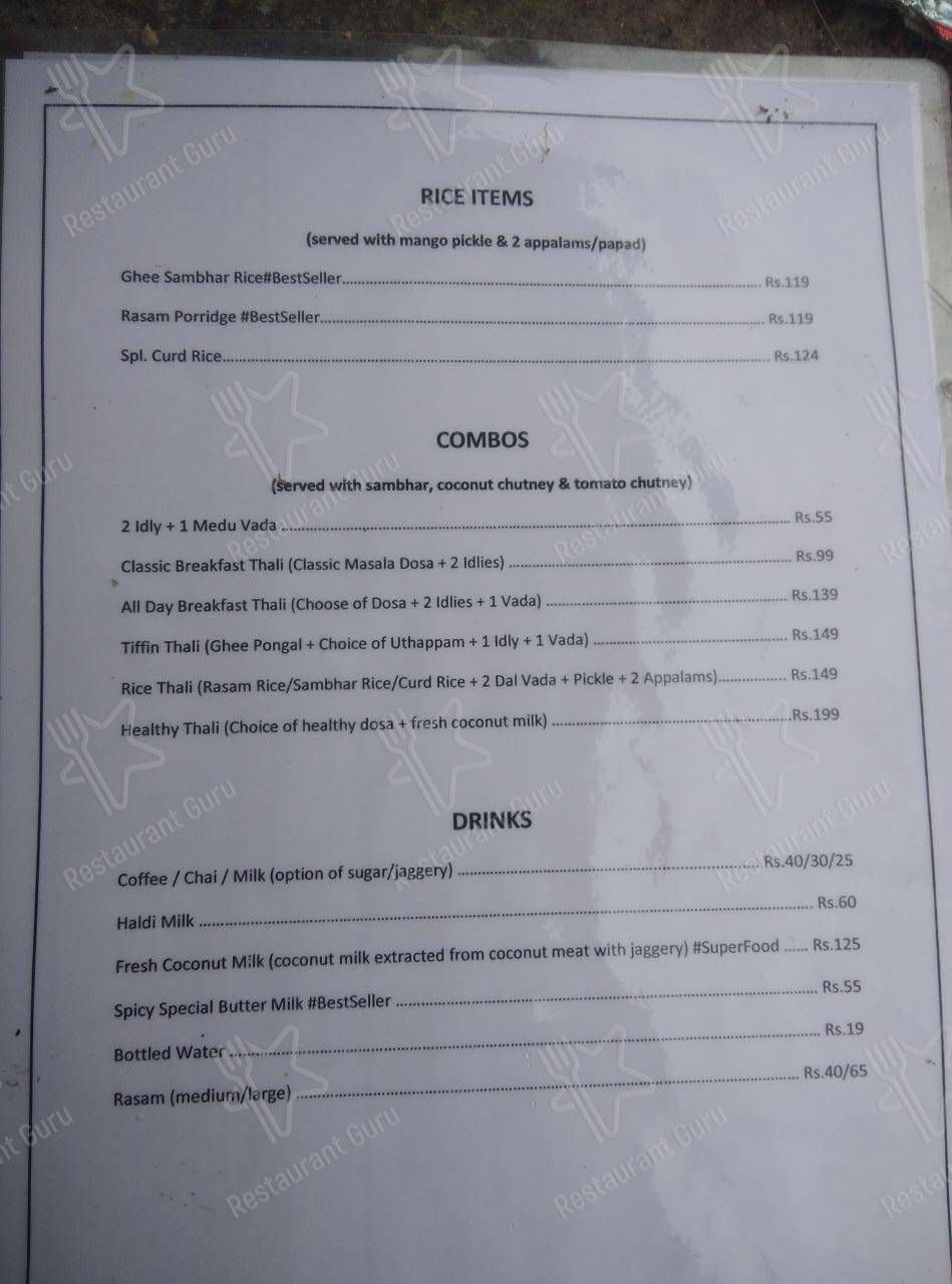 Menu at Anna's Mess (South-Indian Restaurant), Rishikesh