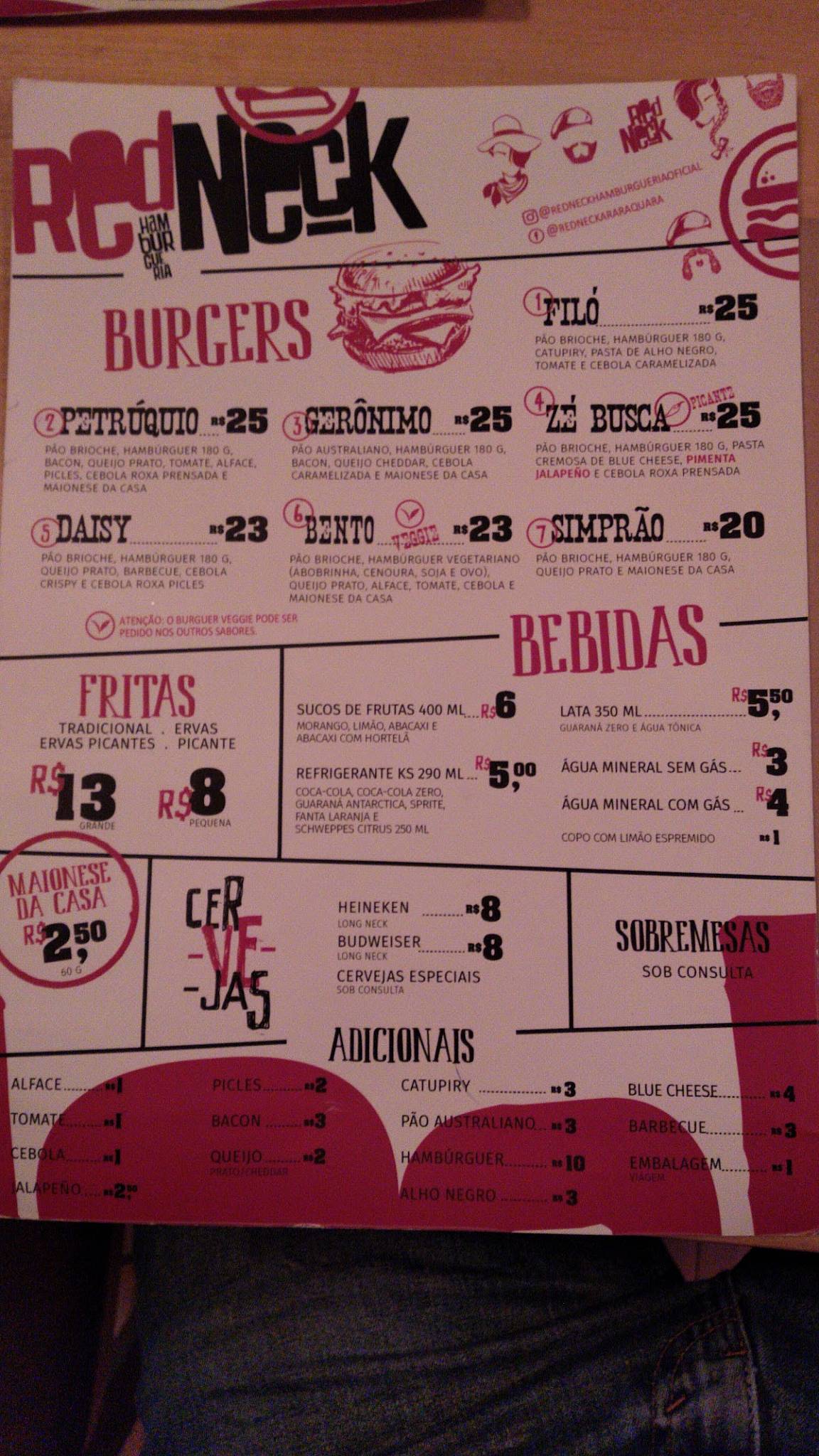 Menu em RedNeck Hamburgueria Araraquara restaurante, Araraquara