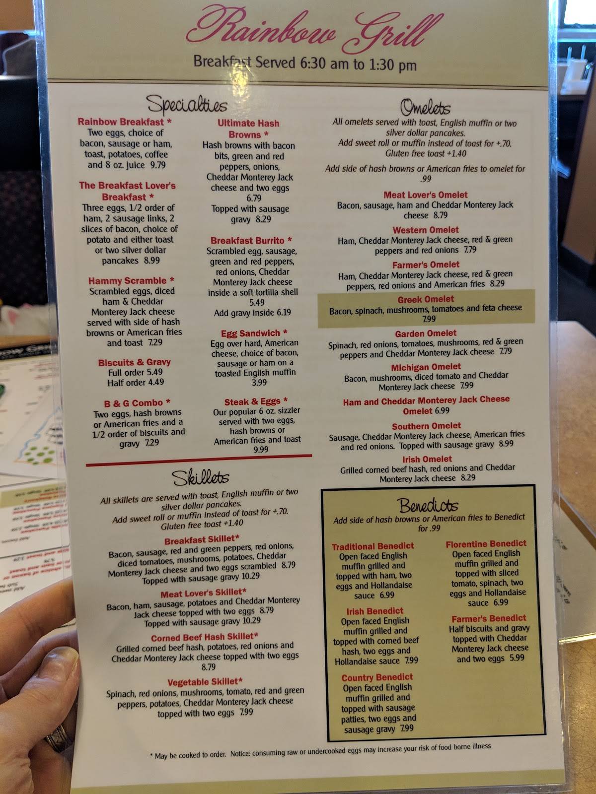 Menu at Arrows Restaurant, Hudsonville, 32nd Ave