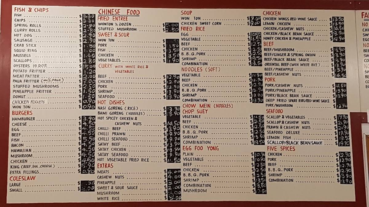 Menu at Asia Chinese Takeaways restaurant, Inglewood