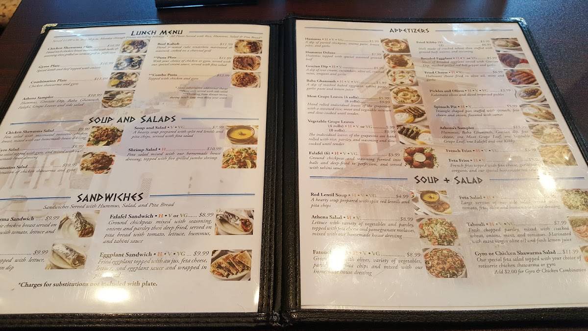 Menu at Athena Greek & Lebanese Grill restaurant, Shreveport