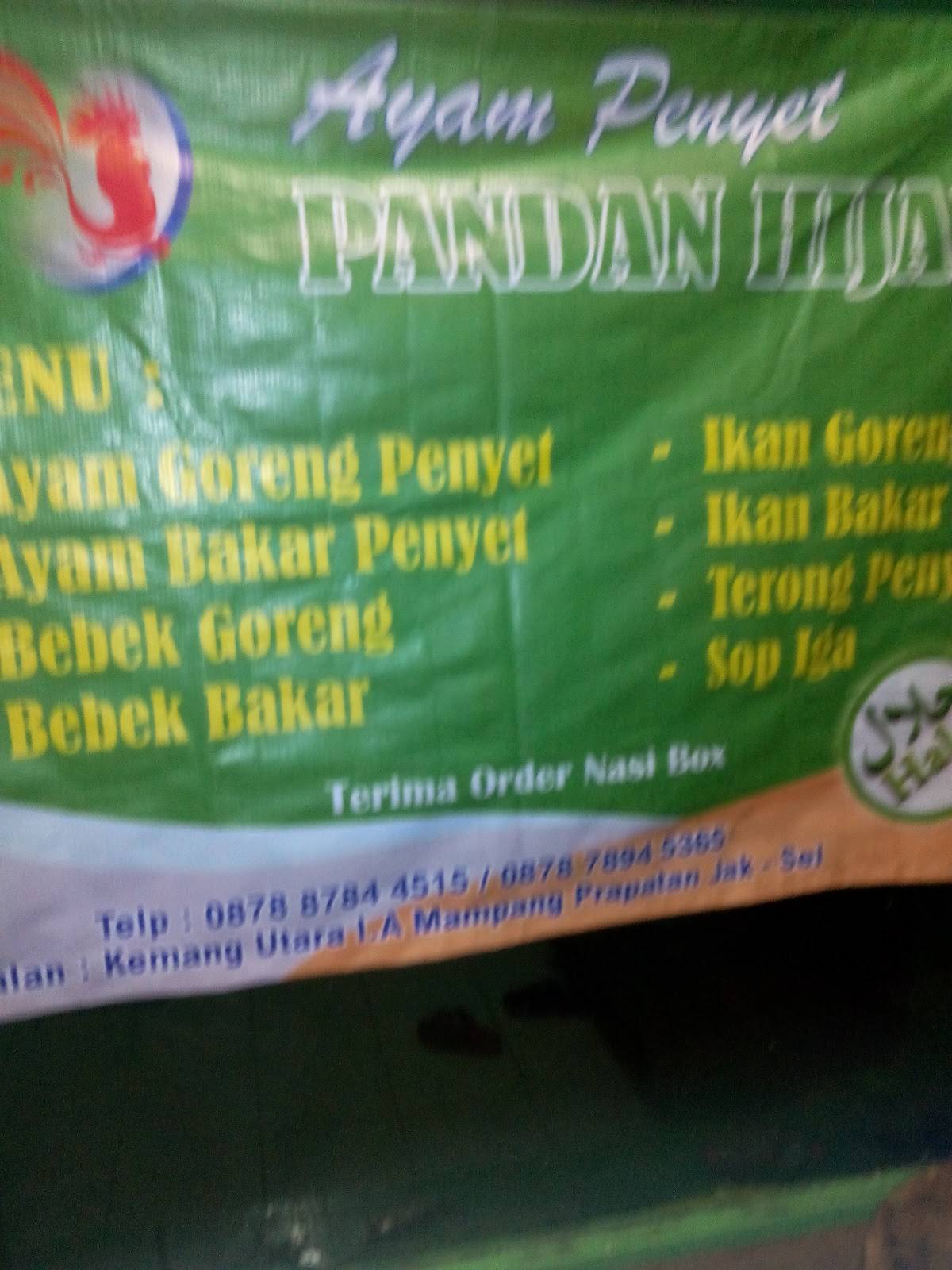 Menu at Ayam Penyet Pandan Hijau restaurant, South Jakarta