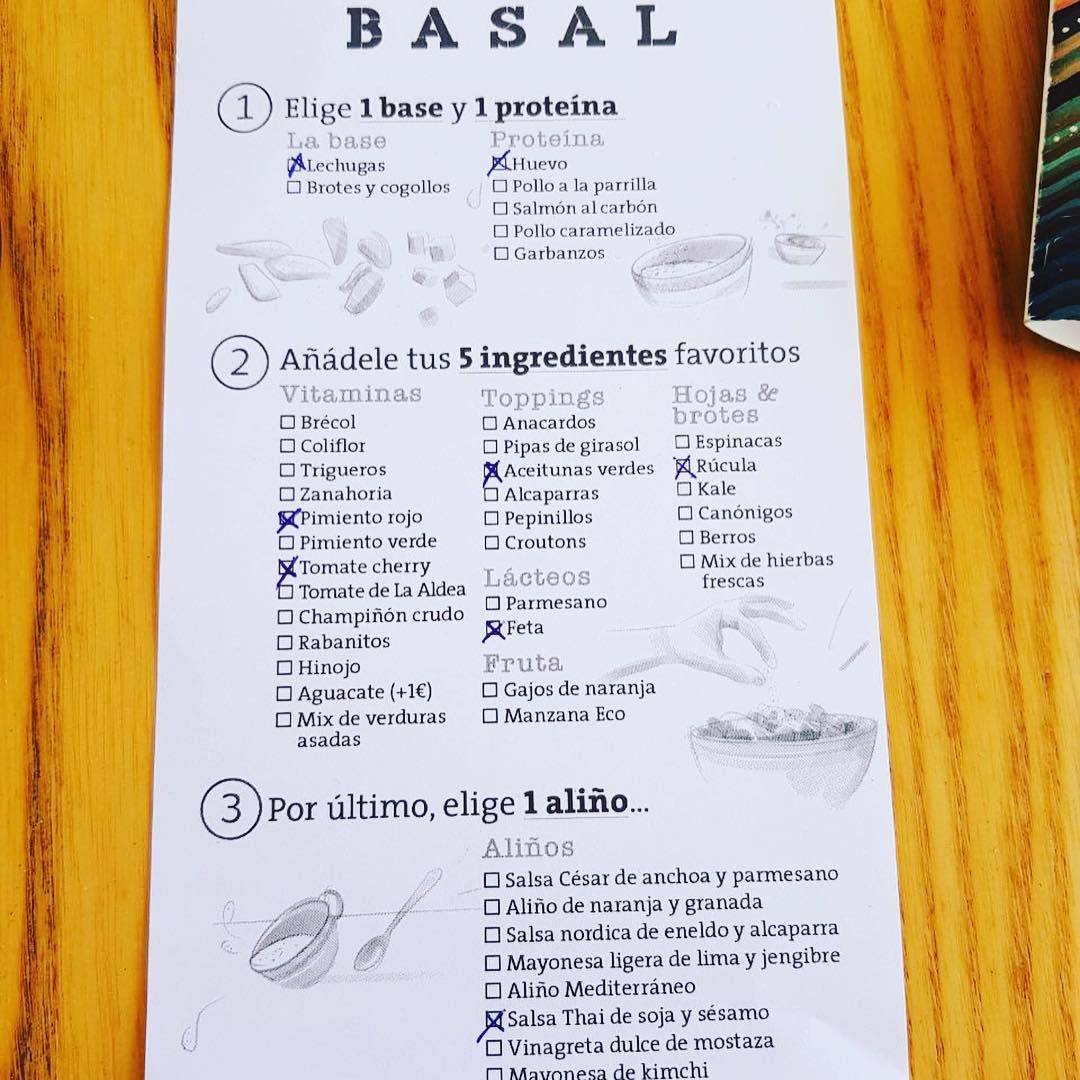 Carta del restaurante Basal Grill & Beach, Las Palmas del Gran Canaria