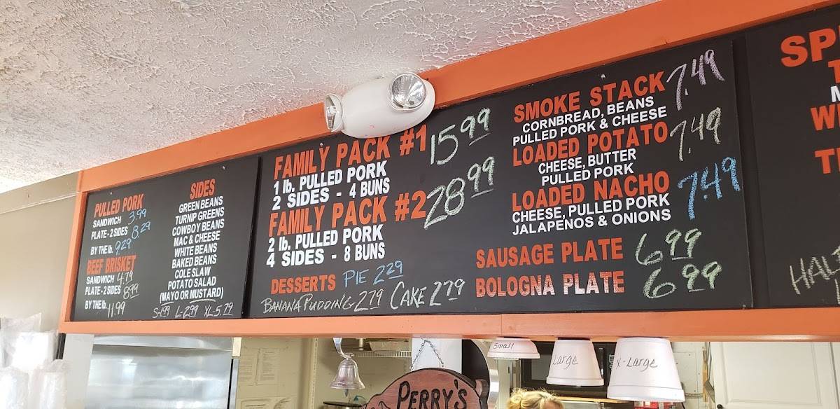Menu at Perrys Smokin Pig BBQ, White House