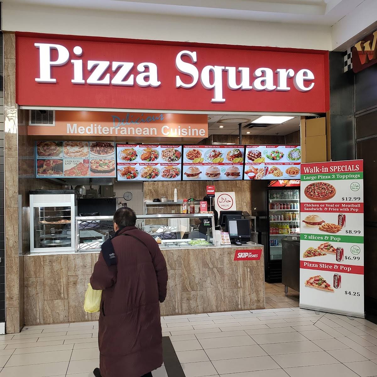Menu at Pizza Square restaurant, Toronto