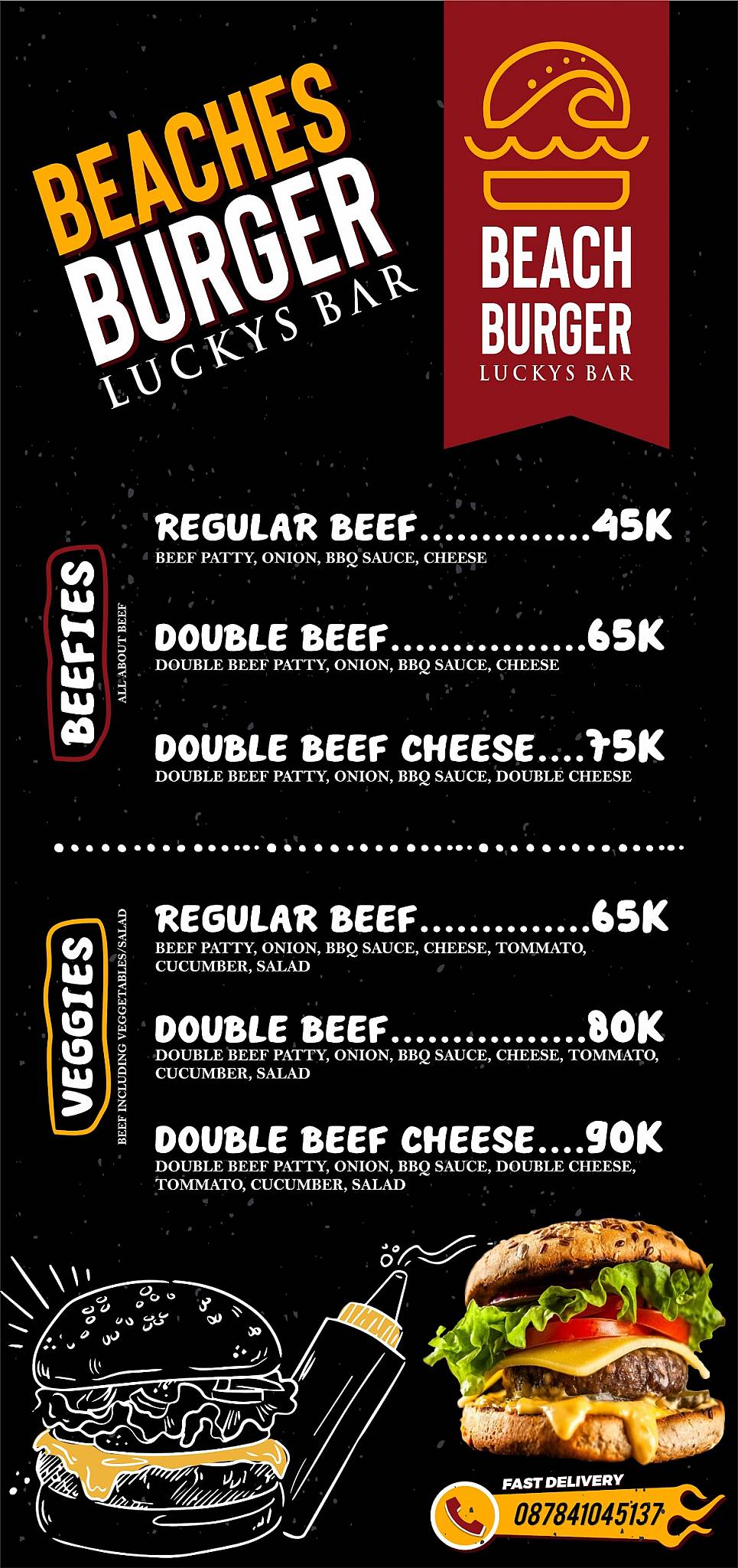 Menu at BEACH BURGER restaurant, Gili Indah