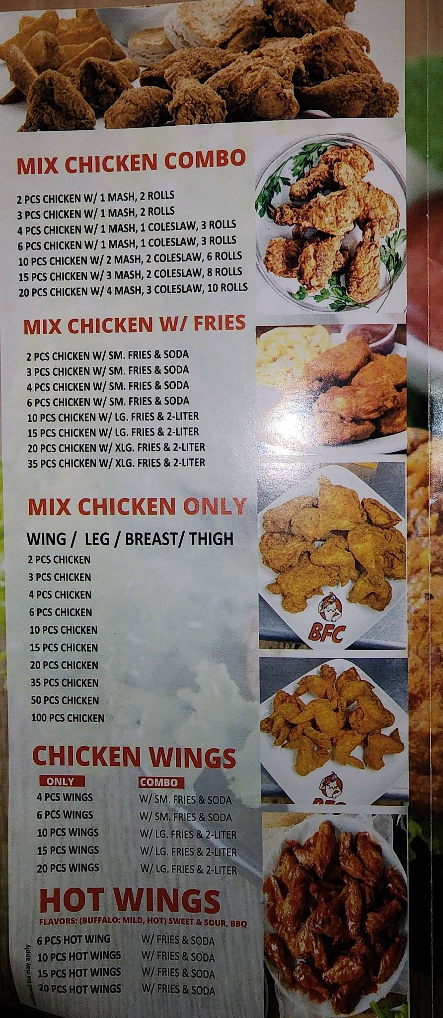 Menu at BFC: Boston Fried Chicken And Burritos restaurant, Brockton ...