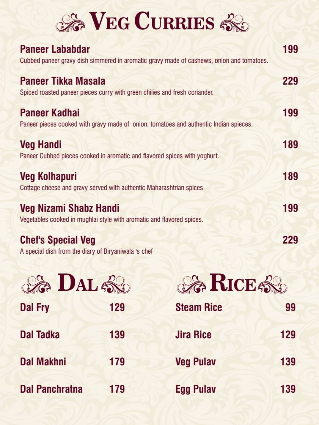 Menu at BIRYANIWALA ALKAPURI, Vadodara