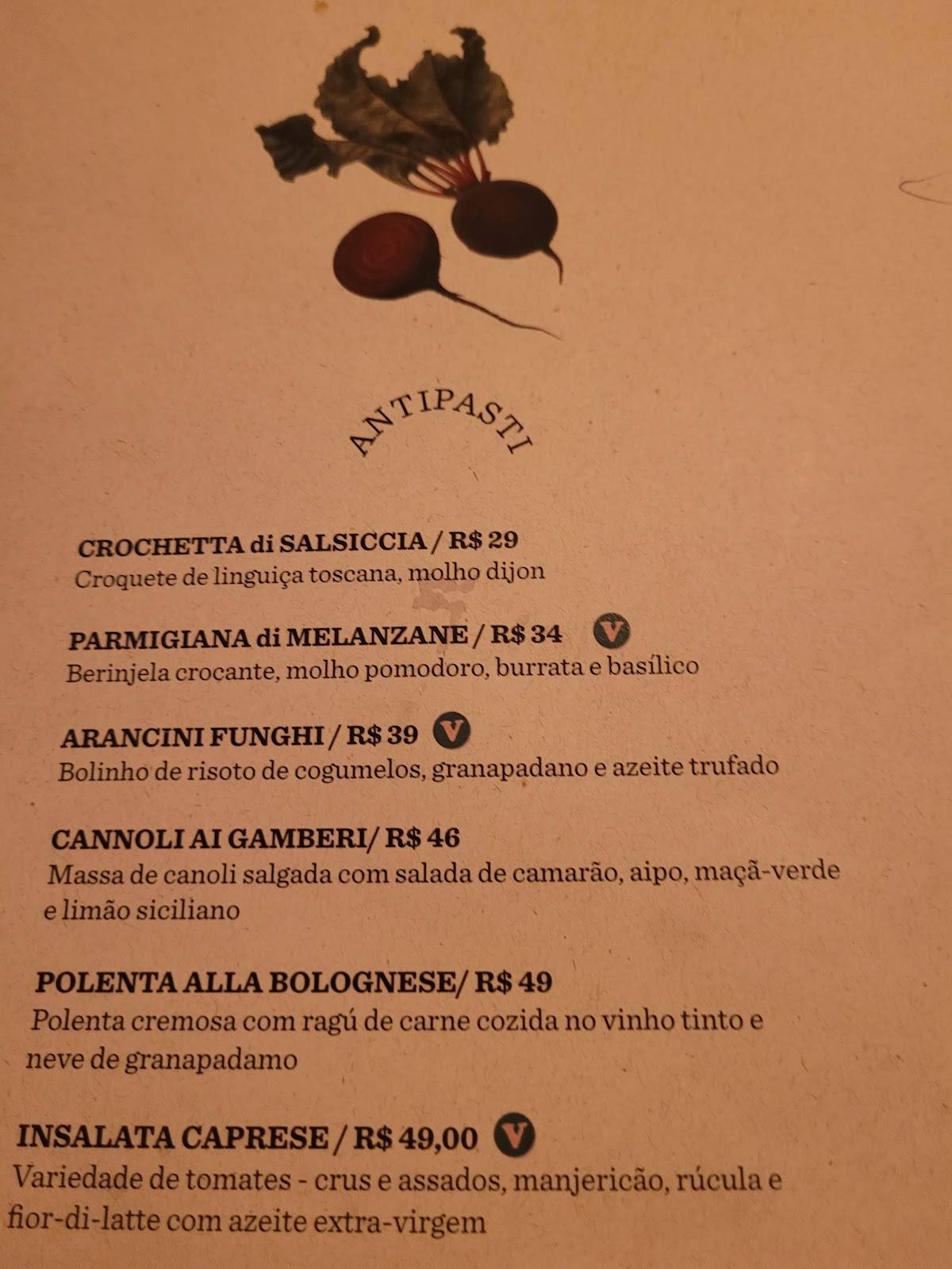 Menu em Babbo Osteria restaurante, Rio de Janeiro